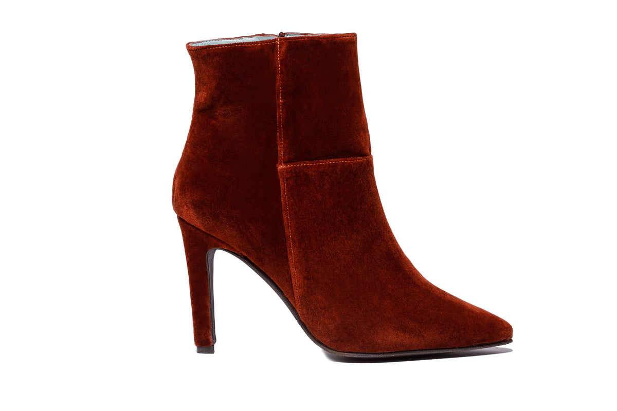 ROSE HIGH HEELS BOOTS VELVET RUST