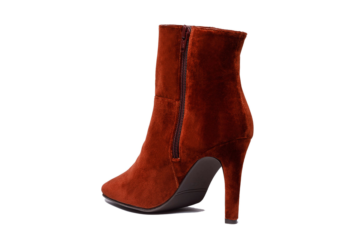 ROSE HIGH HEELS BOOTS VELVET RUST