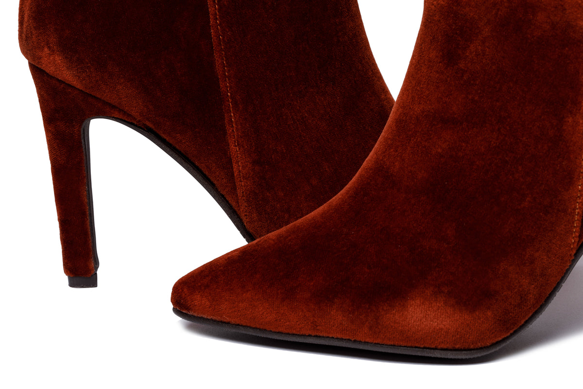 ROSE HIGH HEELS BOOTS VELVET RUST